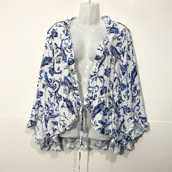 Cato | Tops | Nwt Cato Love Affair Ruffle Tie Front Duster Blouse ...